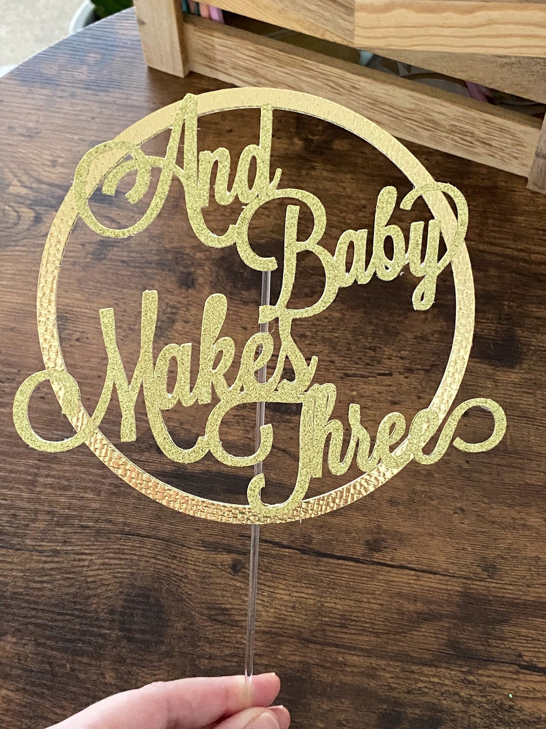 Baby Makes 3 Cake Topper Pregnancy Announcement Oh Baby Cake - Etsy