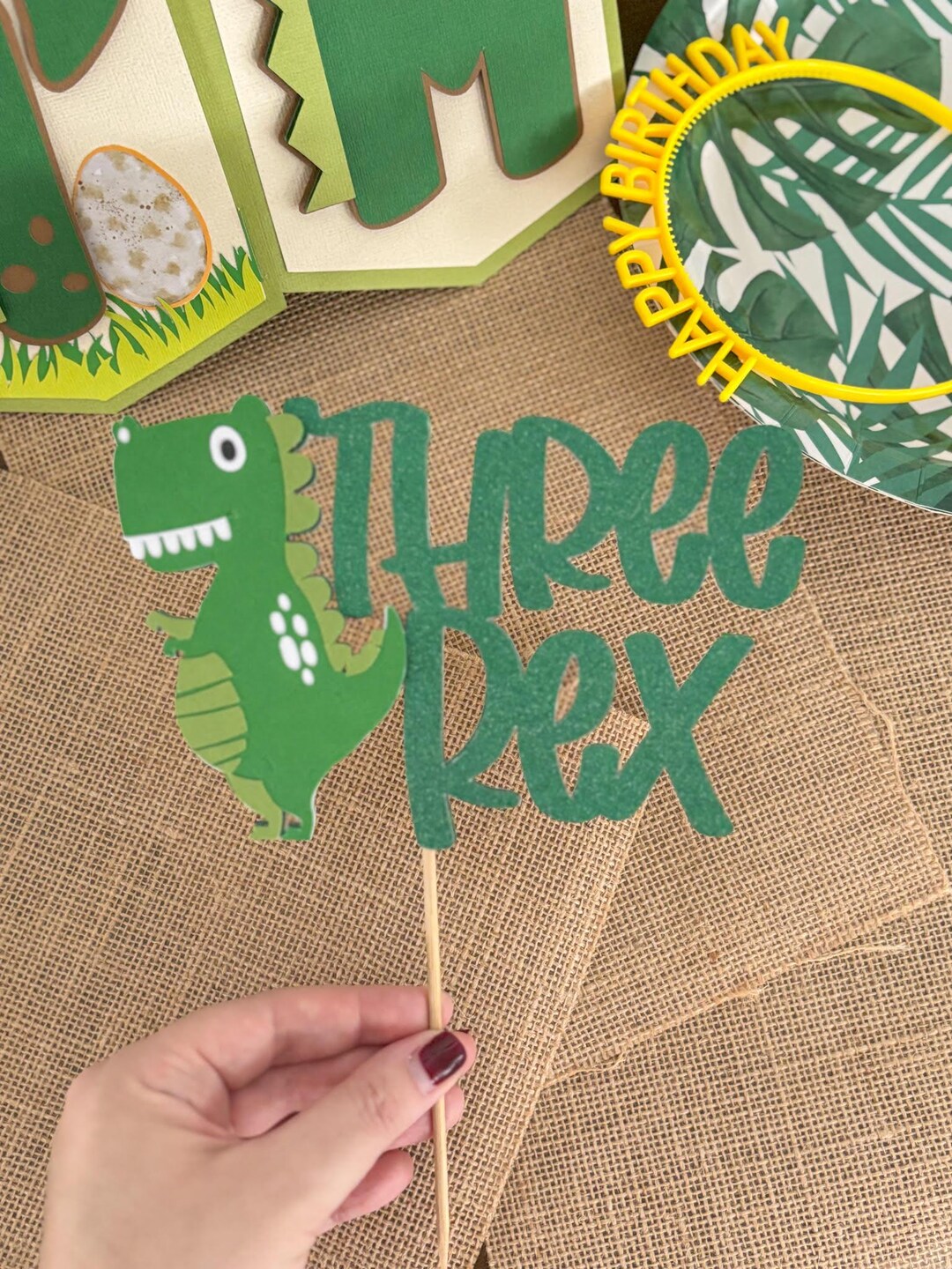 Three Rex Birthday Party, Dinosaur Cake Topper, Three Rex Cake Topper ...