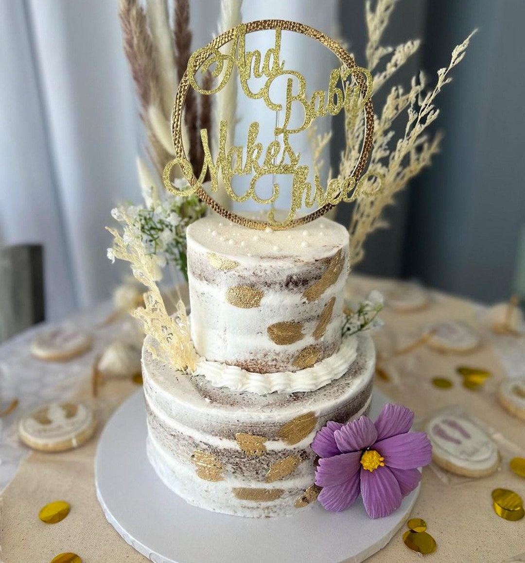 Baby Makes 3 Cake Topper, Pregnancy Announcement, Oh Baby Cake Topper ...