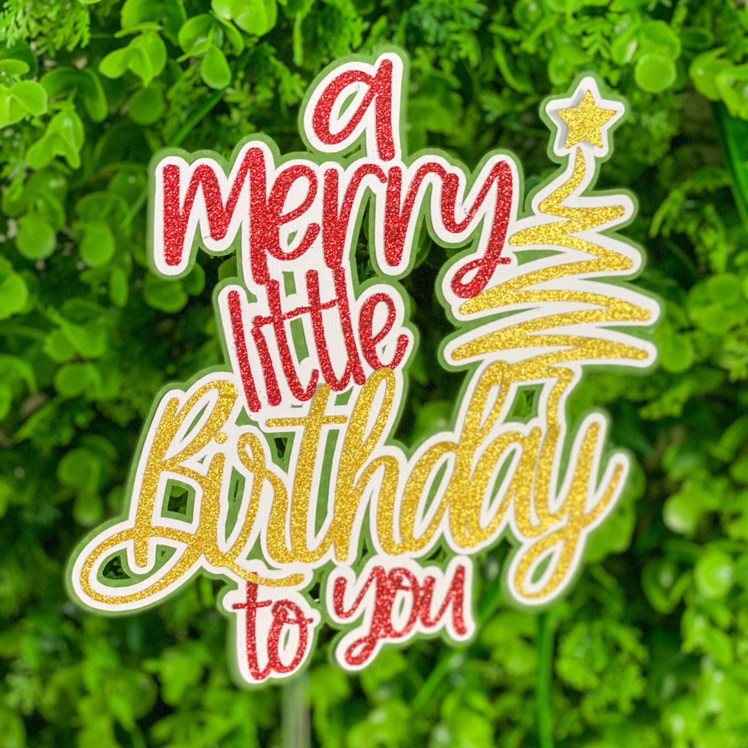 Merry Birthday Cake Topper Christmas Birthday Cake Topper - Etsy