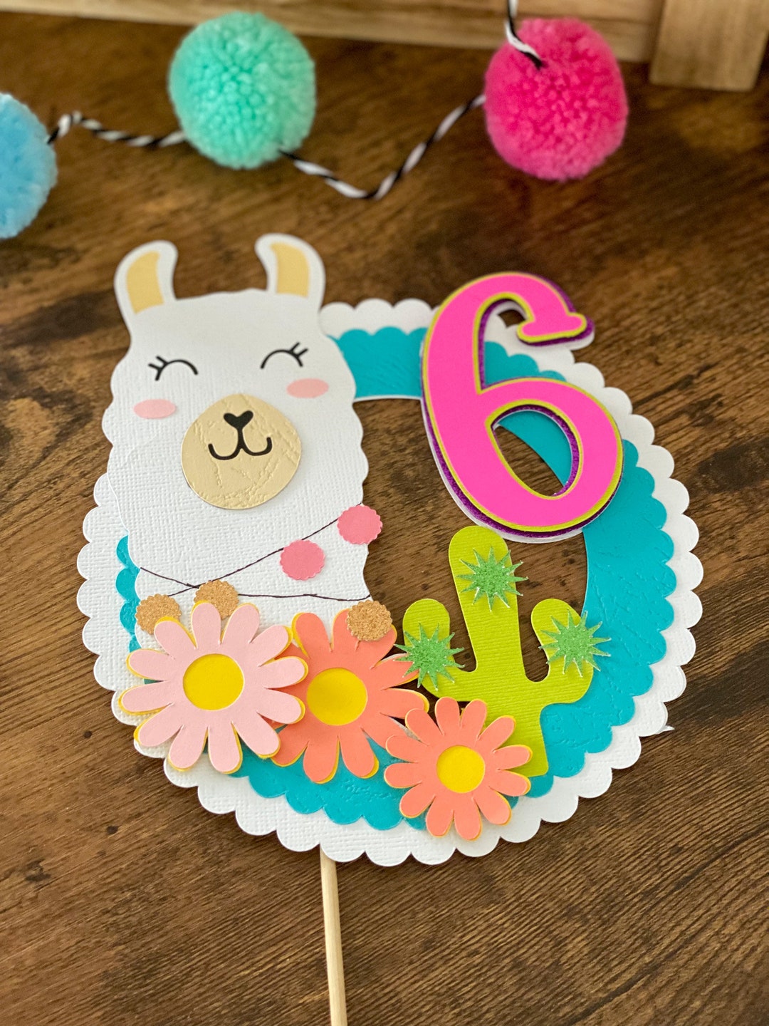 Llama Cake Topper, Llama Birthday Decor, Llama Party Decor, Fiesta ...