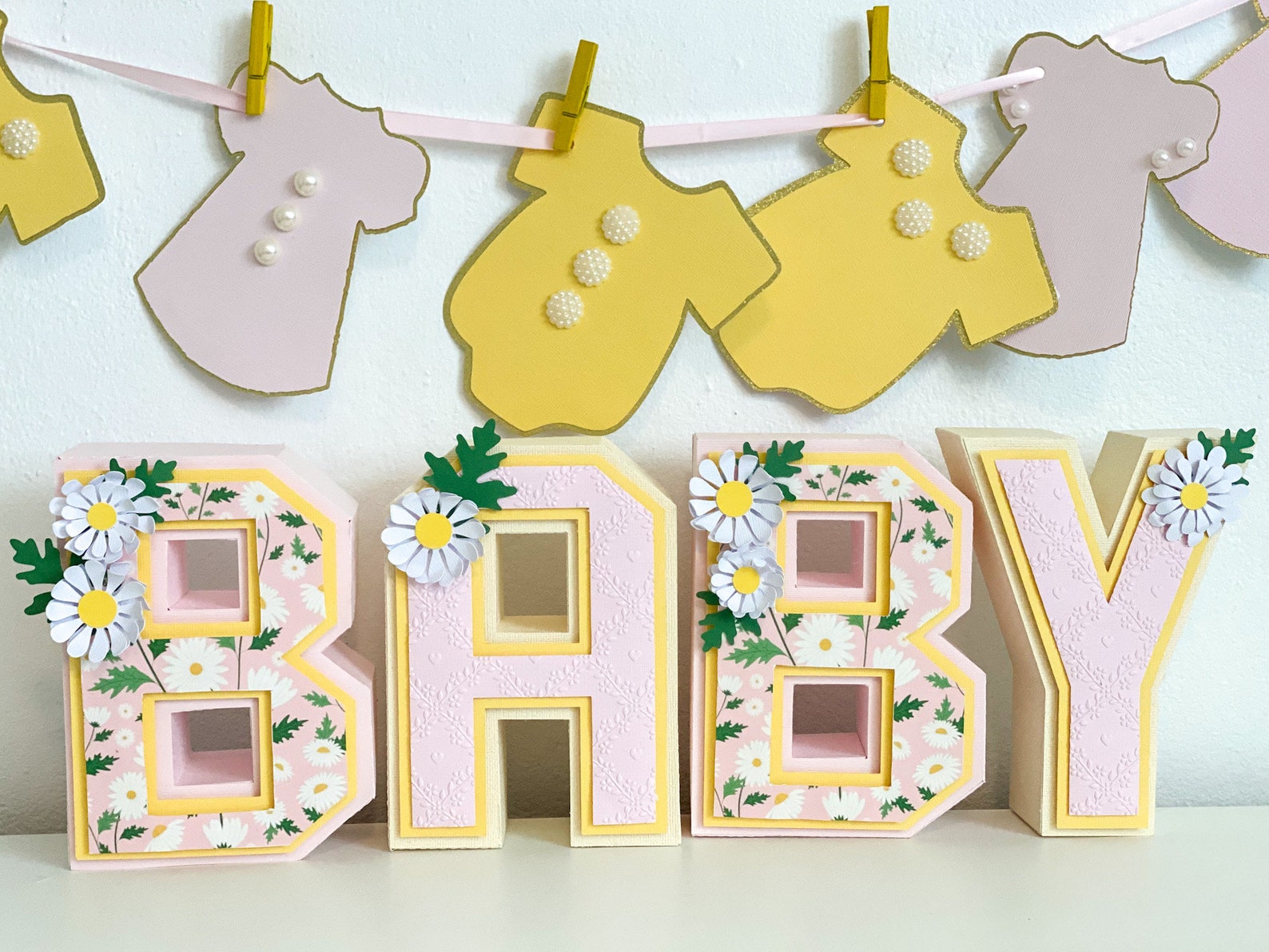 Daisy Baby Shower 3d Letters Cardstock 3d Letters Daisy Baby - Etsy