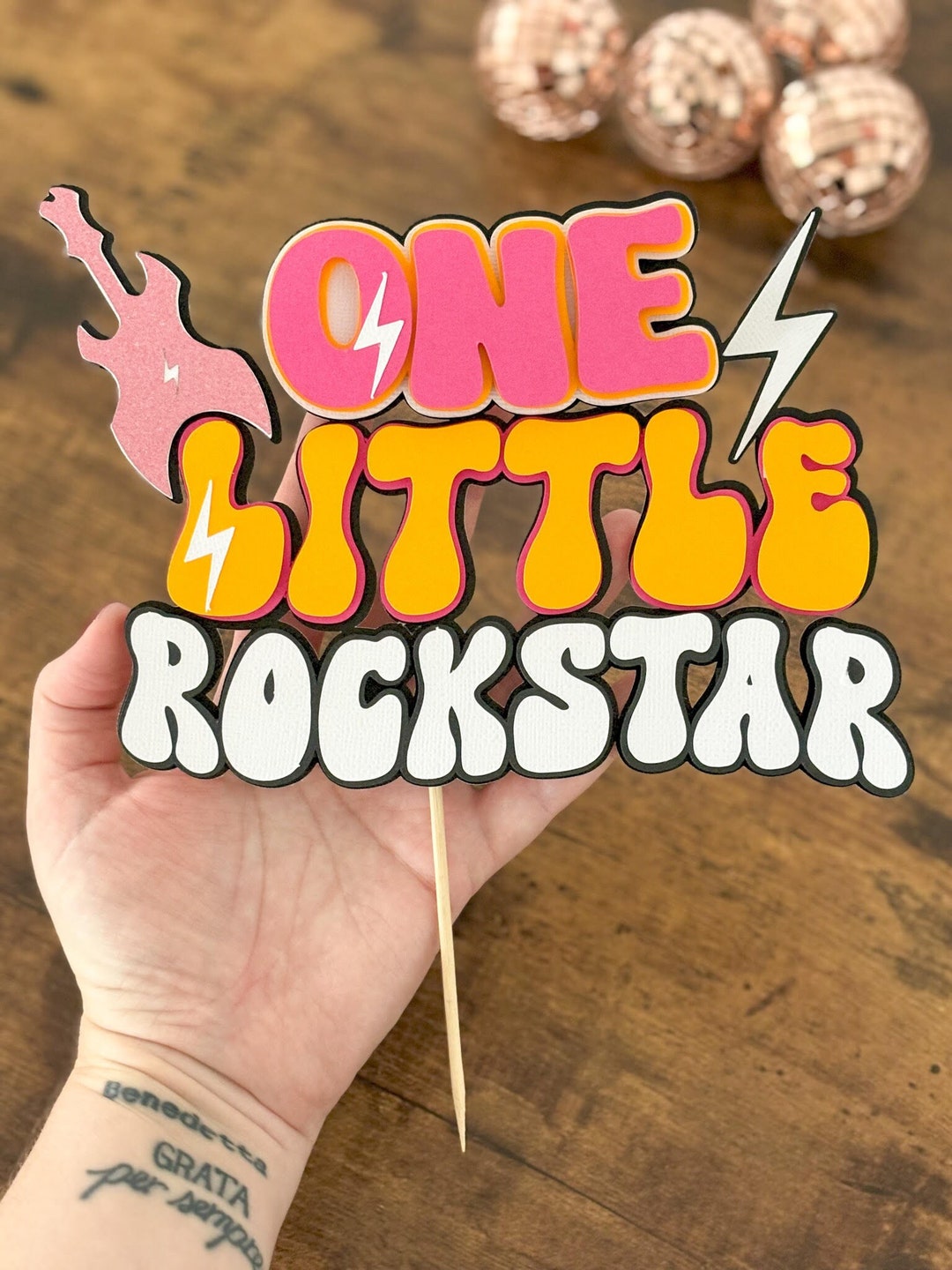 One Little Rockstar Cake Topper, Rock and Roll Cake Topper, Girl ...