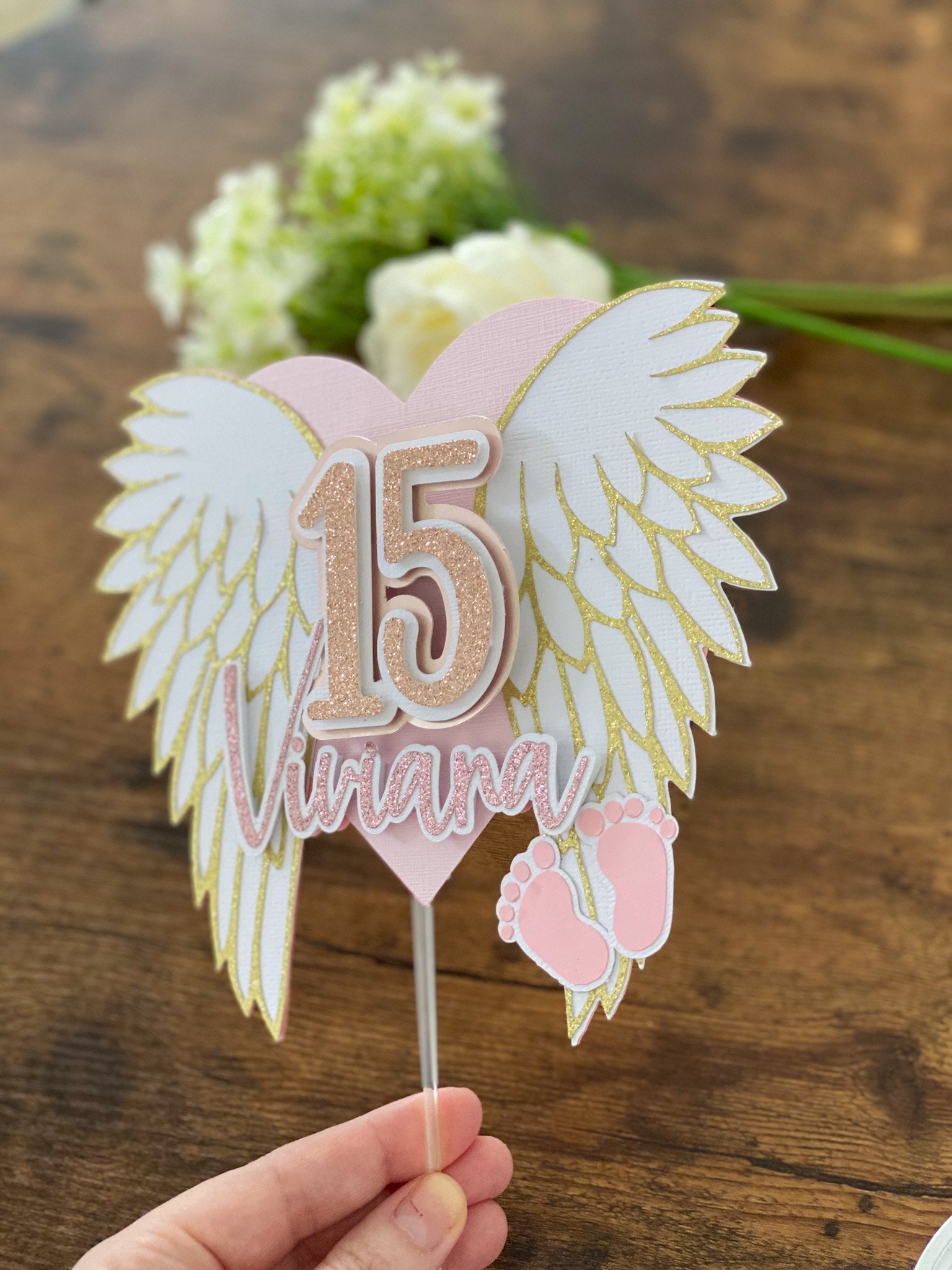 Angel Wings Cake Topper Memorial Cake Topper in Loving - Etsy