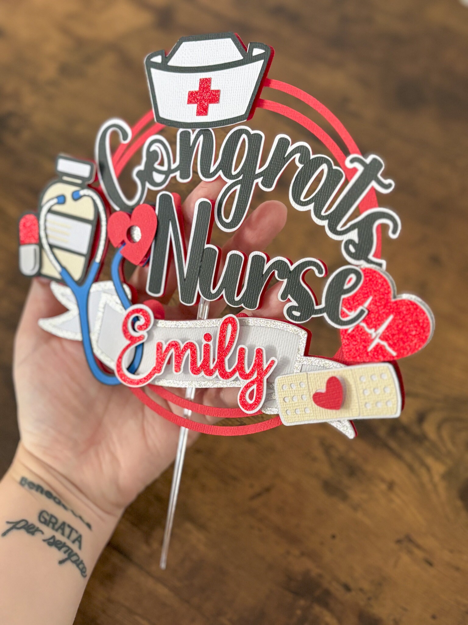 Custom Nurse Cake Topper, Nurse Graduation Cake Topper, RN Nurse Cake ...