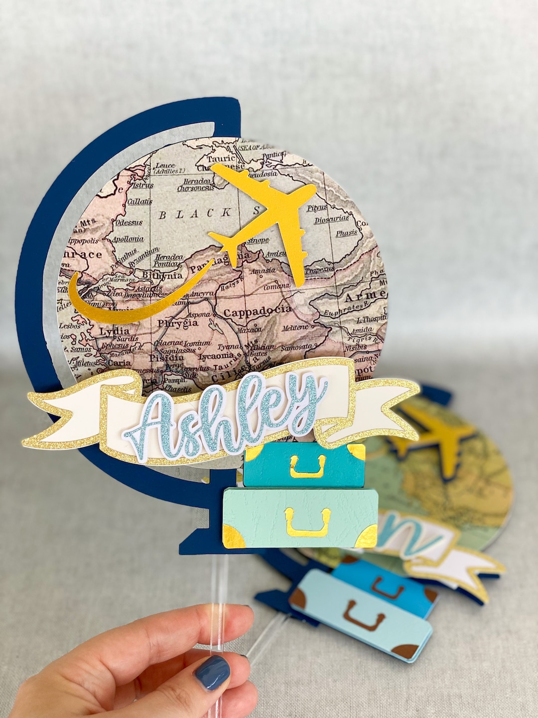 Adventure Awaits Cake Topper, Travel Theme Birthday Decor, Travel Cake ...