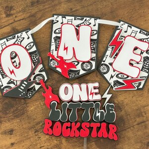 One Rocks Cake Topper, Rockstar Birthday Party, Rock on Birthday Cake ...