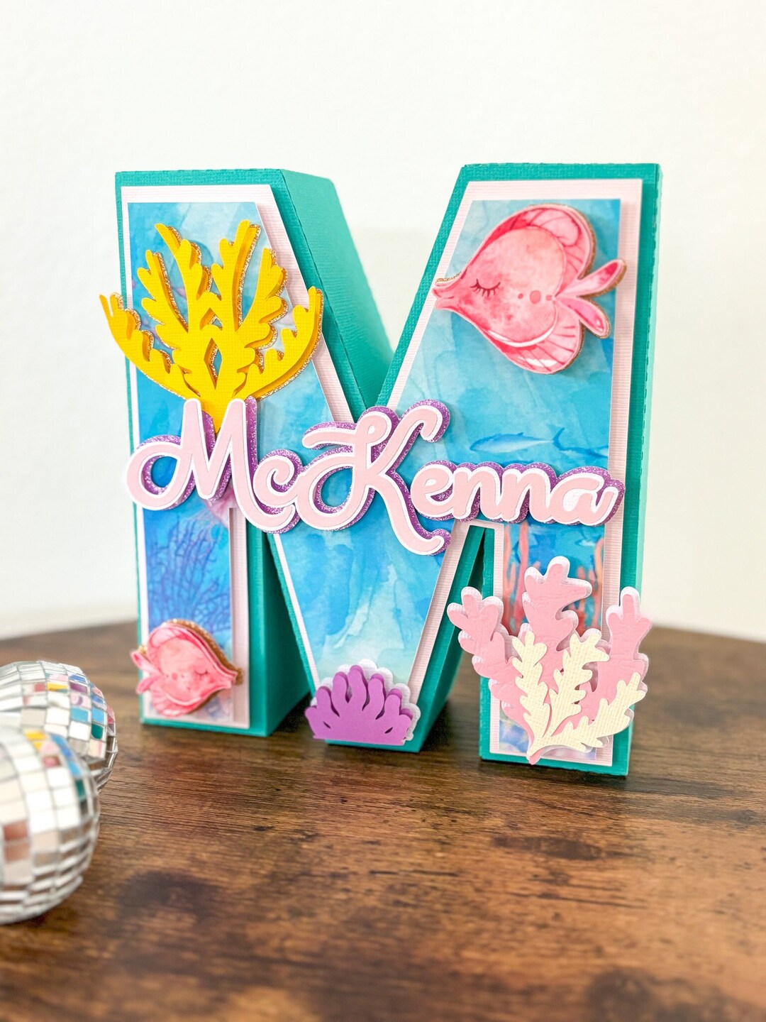 Under the Sea 3D Letter, Mermaid 3D Letter, Oneder the Sea Birthday ...