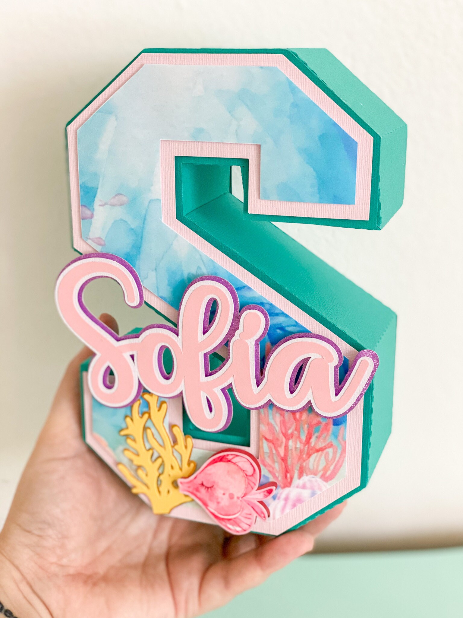 Under the Sea 3D Letter, Mermaid 3D Letter, Oneder the Sea Birthday ...