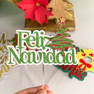 Feliz Navidad Cake Topper, Merry Christmas Cake Topper, Feliz Navidad ...