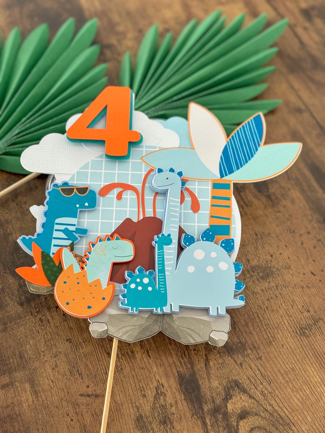 Roar Im Four Dinosaur Cake Topper, Dinosaur Party Cake Topper, T-rex ...