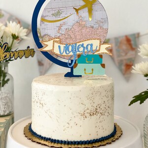 Adventure Awaits Cake Topper, Travel Theme Birthday Decor, Travel Cake ...