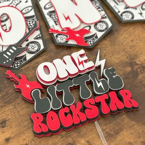 One Rocks Cake Topper, Rockstar Birthday Party, Rock on Birthday Cake ...