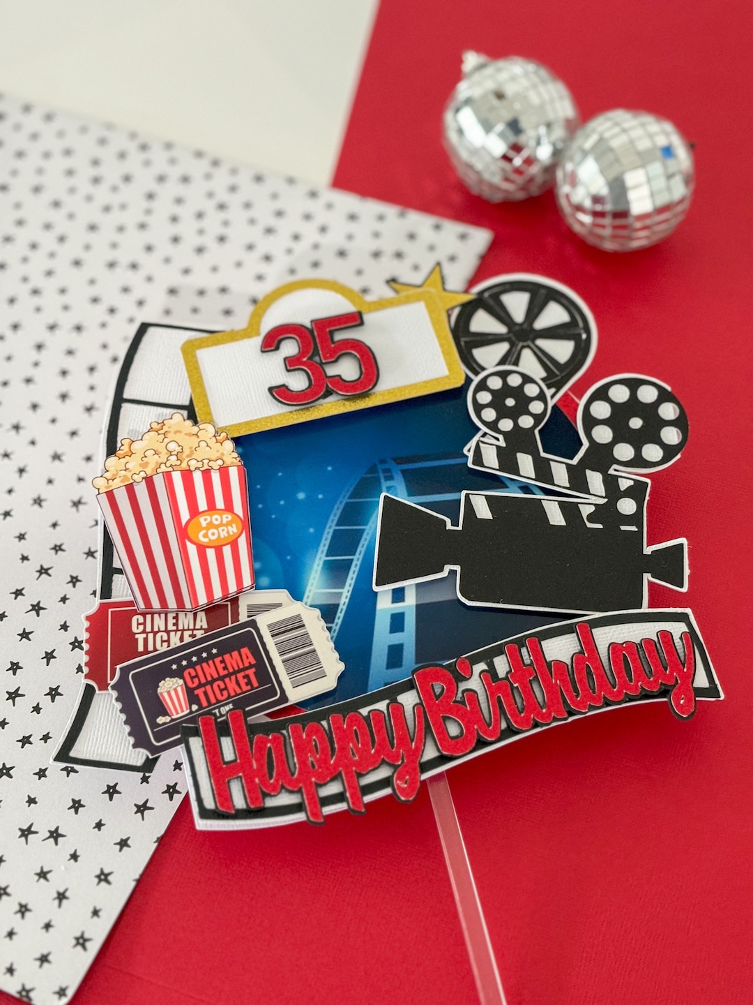 Hollywood Movie Star Cake Topper, Night at the Movies Party, Cinema ...