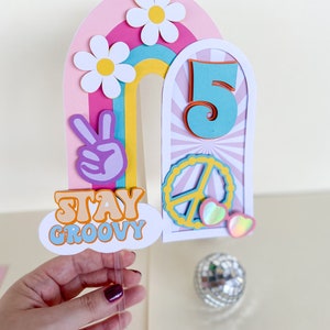 Groovy One Cake Topper, Two Groovy Cake Topper, Rainbow Groovy, One ...