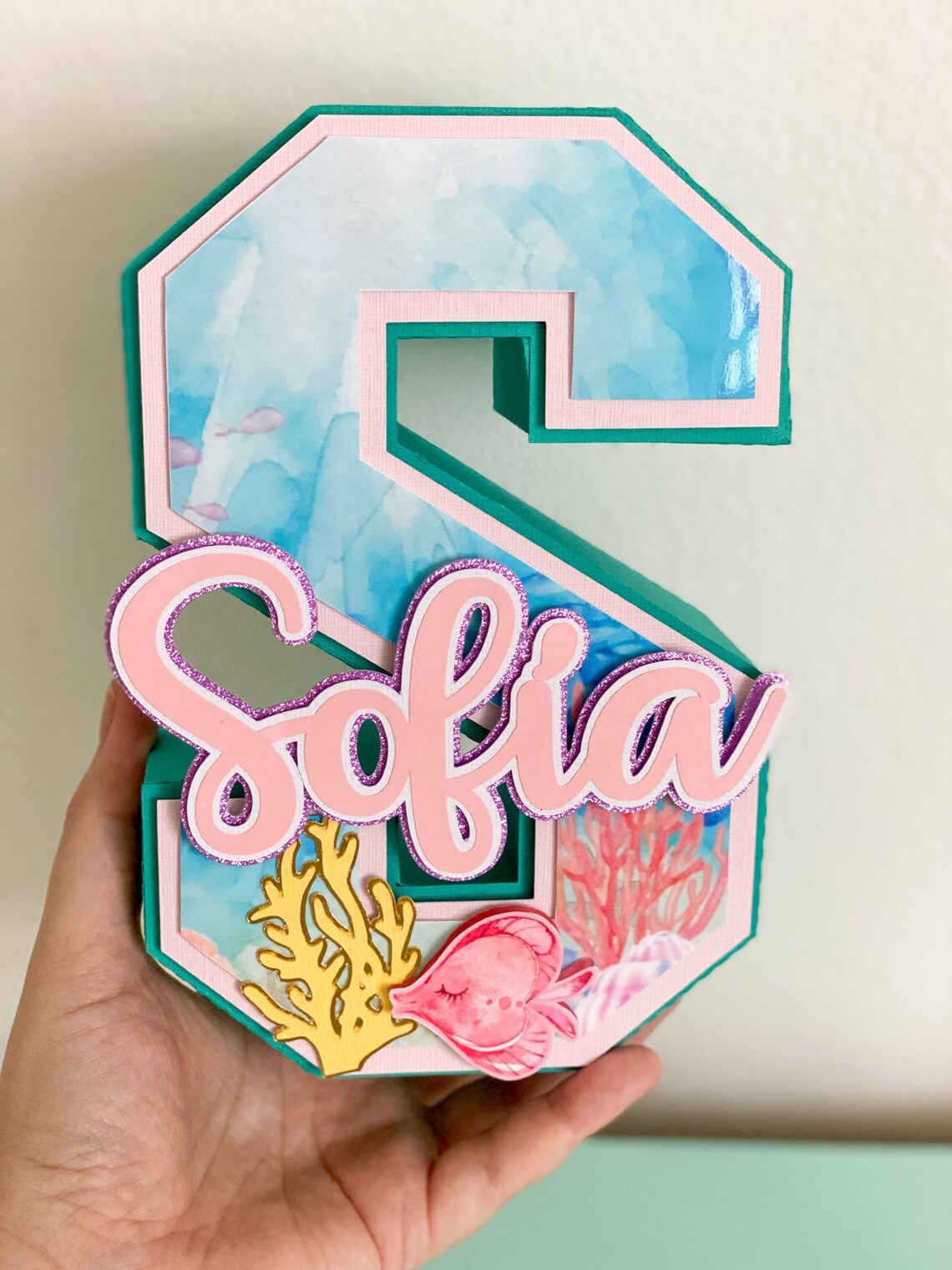 Under the Sea 3D Letter, Mermaid 3D Letter, Oneder the Sea Birthday ...