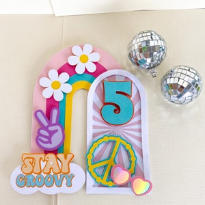 Groovy One Cake Topper, Two Groovy Cake Topper, Retro Birthday Party ...