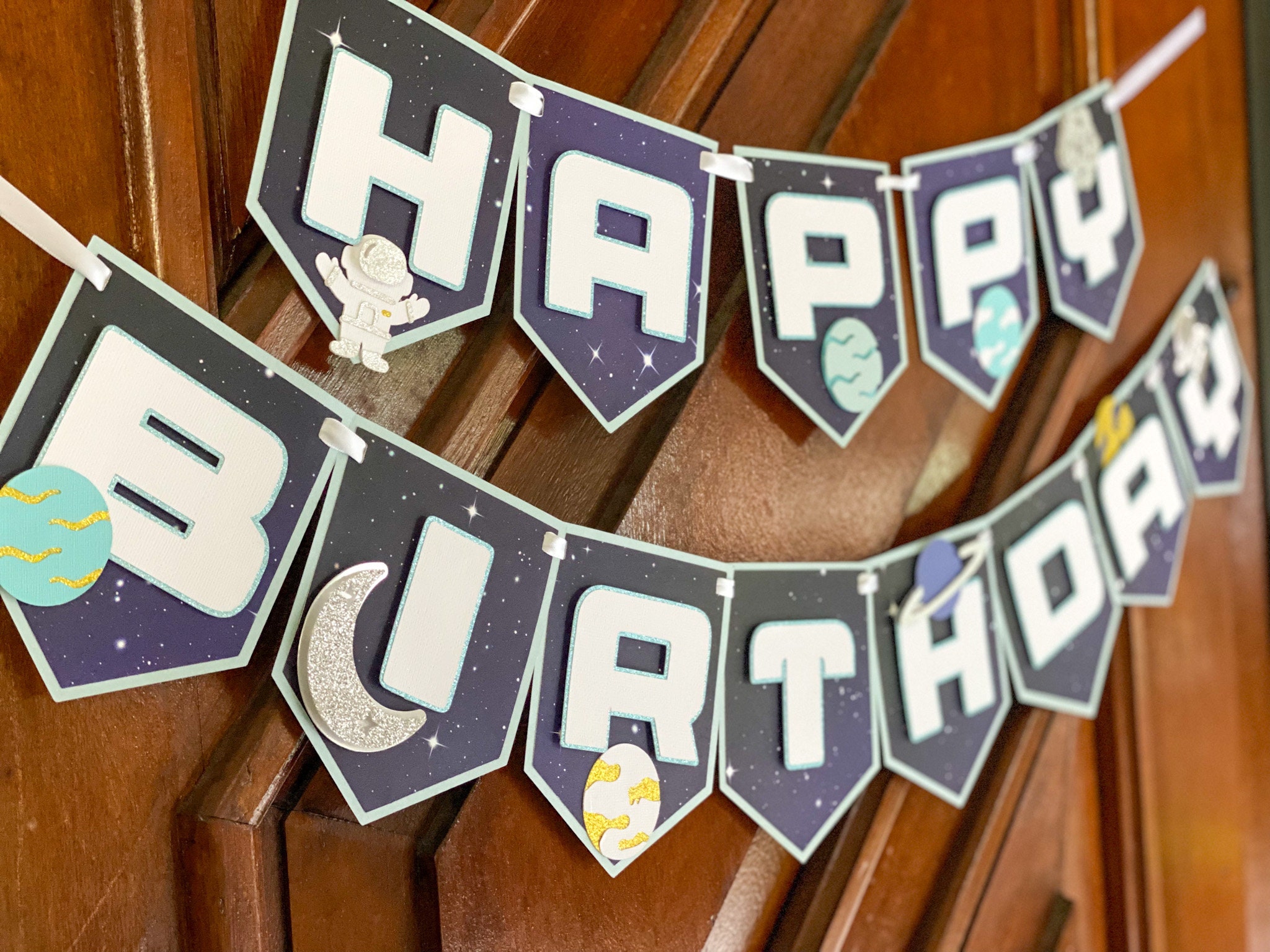 Space Banner Space Birthday Banner Two the Moon Banner - Etsy