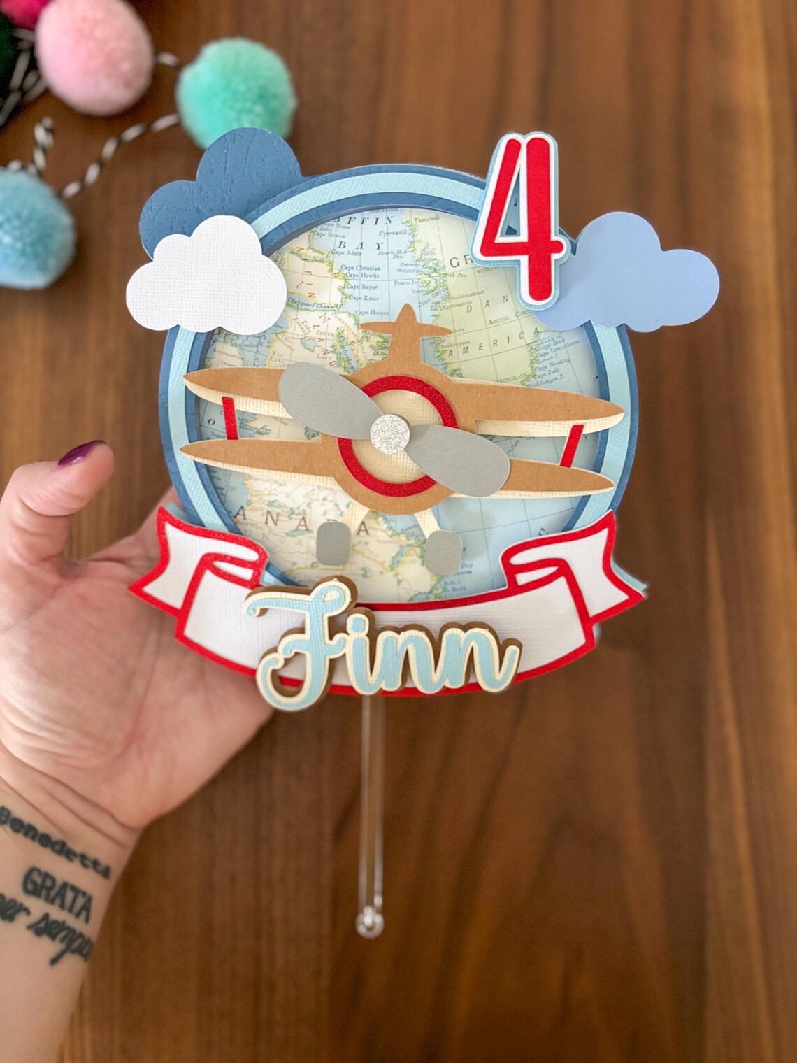 Vintage Airplane Cake Topper, Time Flies Cake Topper, First Flight ...