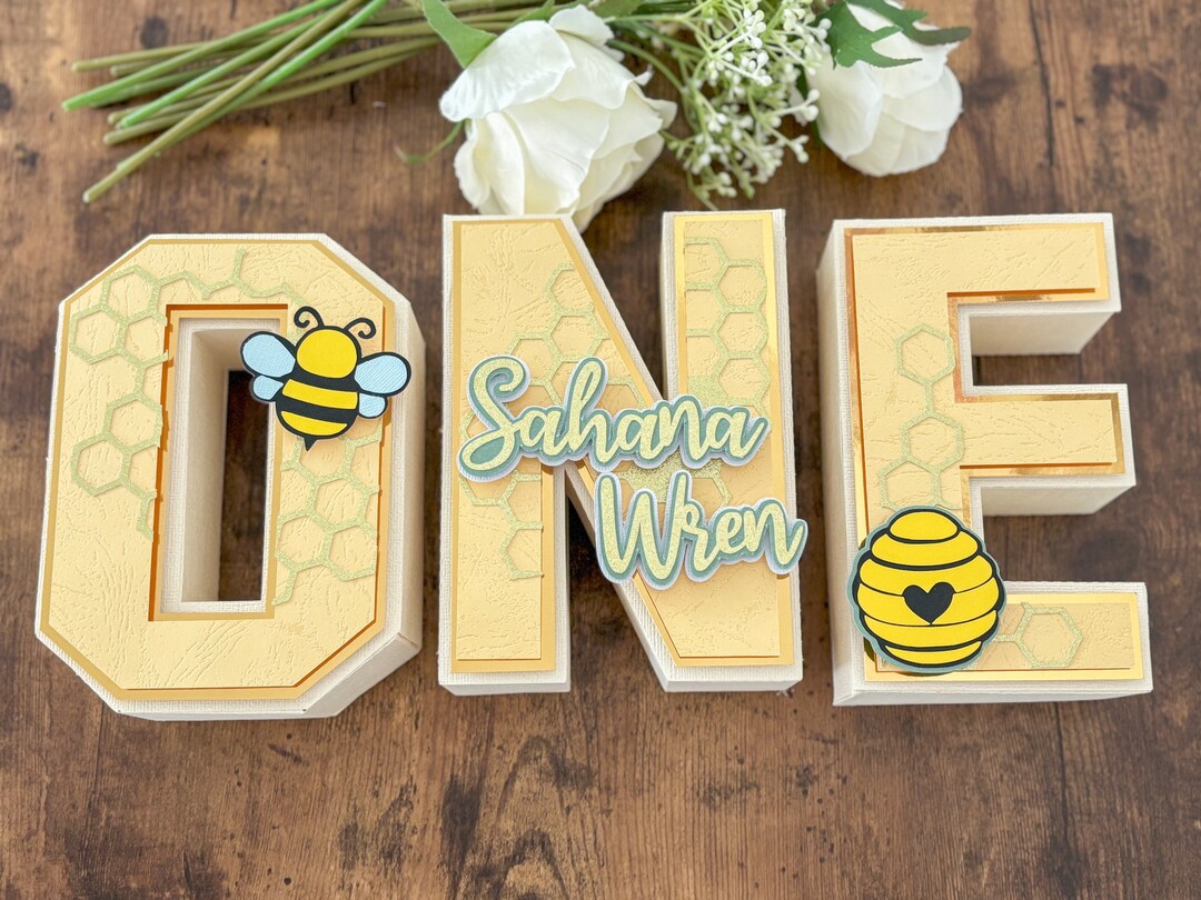 First Bee Day 3d Letters, Bee Themed 3d Letters, Bee Birthday Decor ...