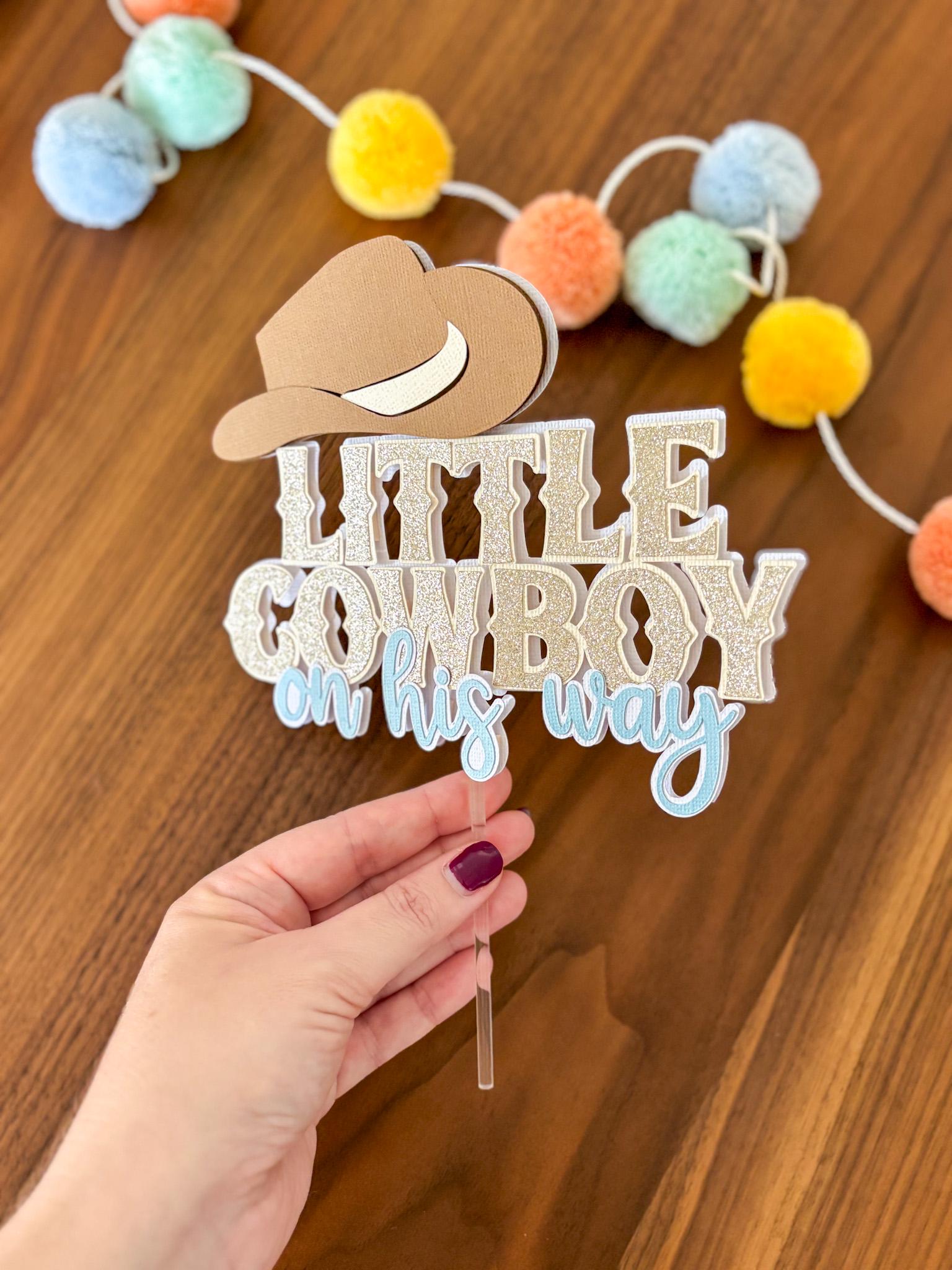 Little Cowboy on the Way Cake Topper, Western Baby Shower Topper, Rodeo ...