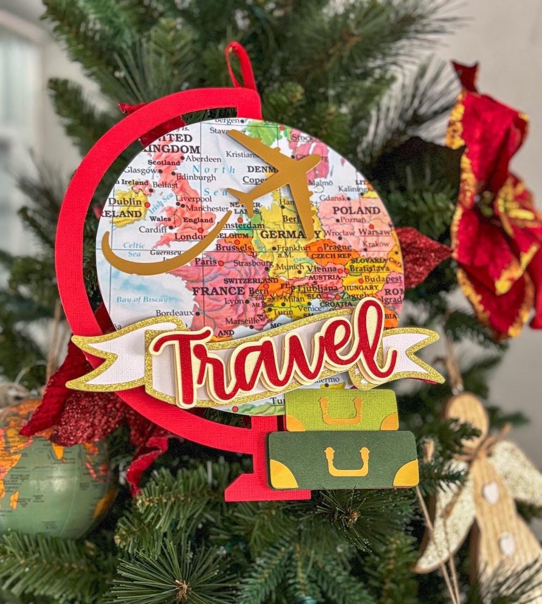 World Globe Christmas Tree Topper, Travel Tree Topper, World Map Tree ...