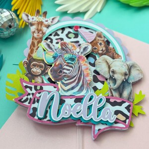 Pastel Color Party Animal Cake Topper, Leopard Print Birthday, Animal ...