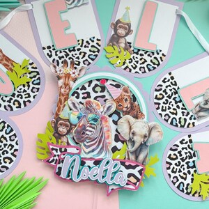 Pastel Color Party Animal Cake Topper, Leopard Print Birthday, Animal ...