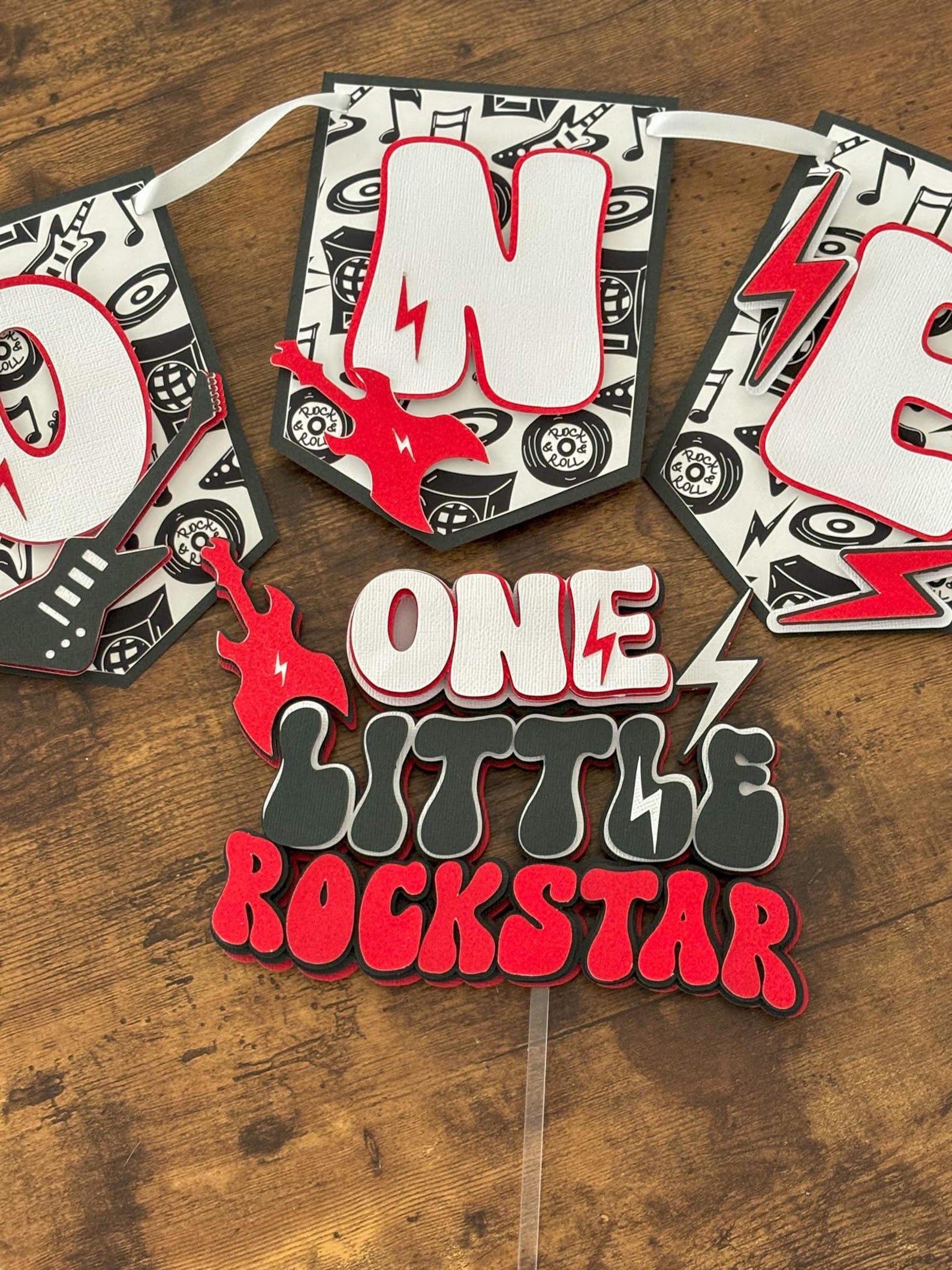 One Rocks Cake Topper, Rockstar Birthday Party, Rock on Birthday Cake ...