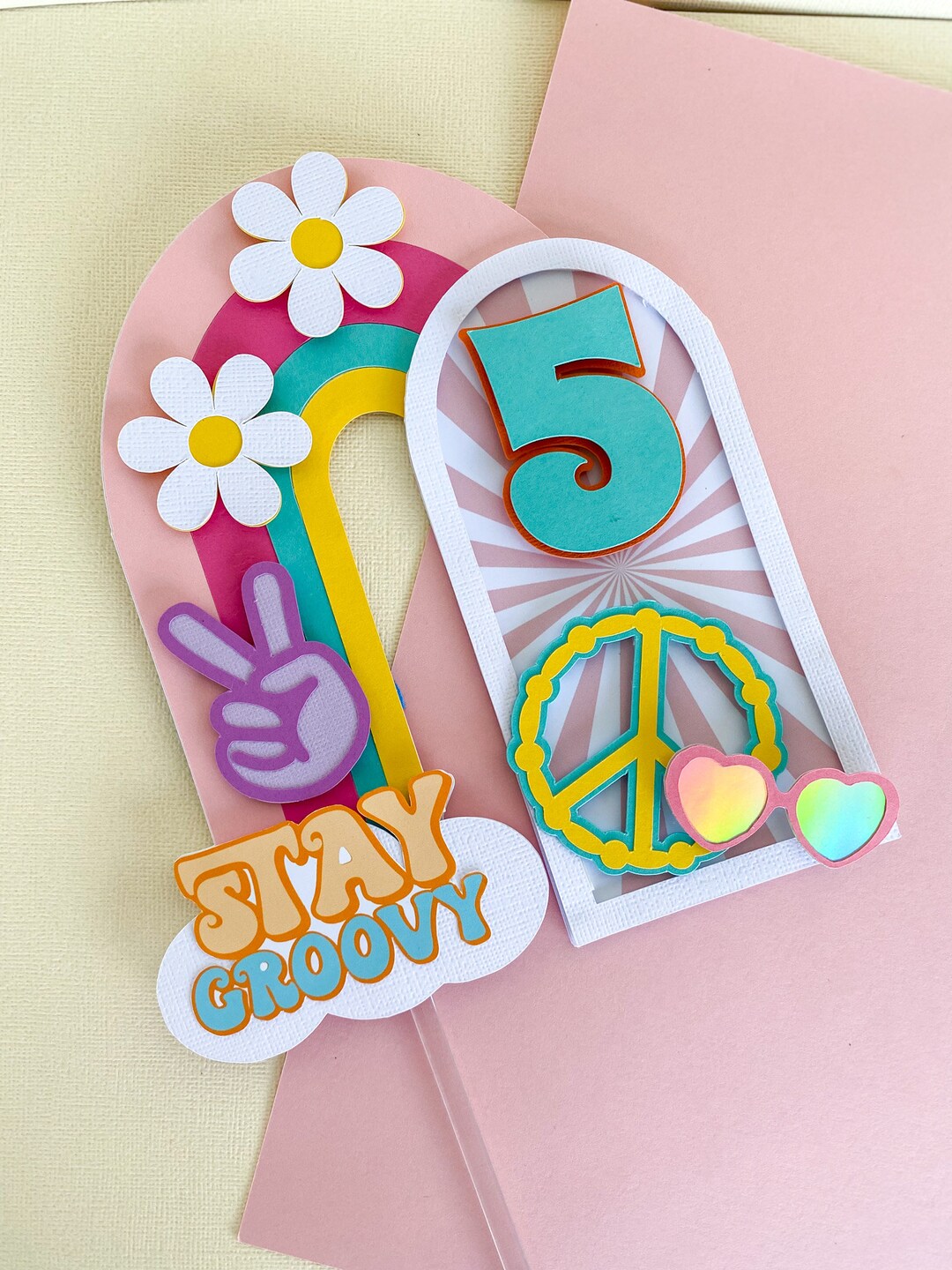 Groovy One Cake Topper, Two Groovy Cake Topper, Retro Birthday Party ...