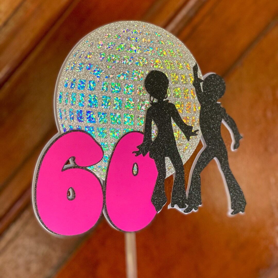Disco Party Cake Topper, 60's Theme Birthday Cake Topper, Disco Ball ...