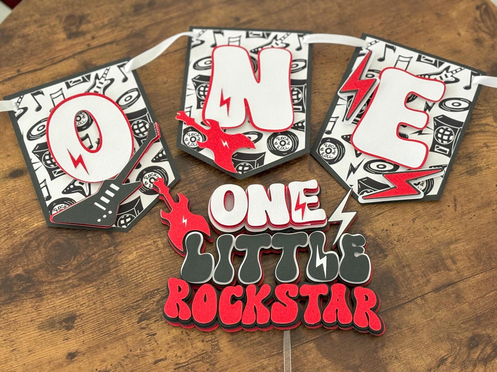 One Rocks Cake Topper, Rockstar Birthday Party, Rock on Birthday Cake ...