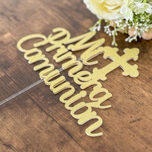 Mi Primera Comunión Cake Topper, First Holy Communion Cake Topper, Gold ...