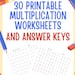 30 Printable Multiplication Worksheets and Answer Keys - Etsy
