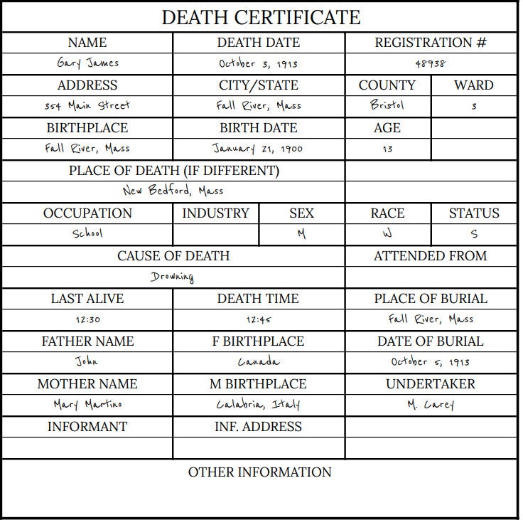 Fillable Death Certificate for Ancestry Genealogy Research - Printable ...