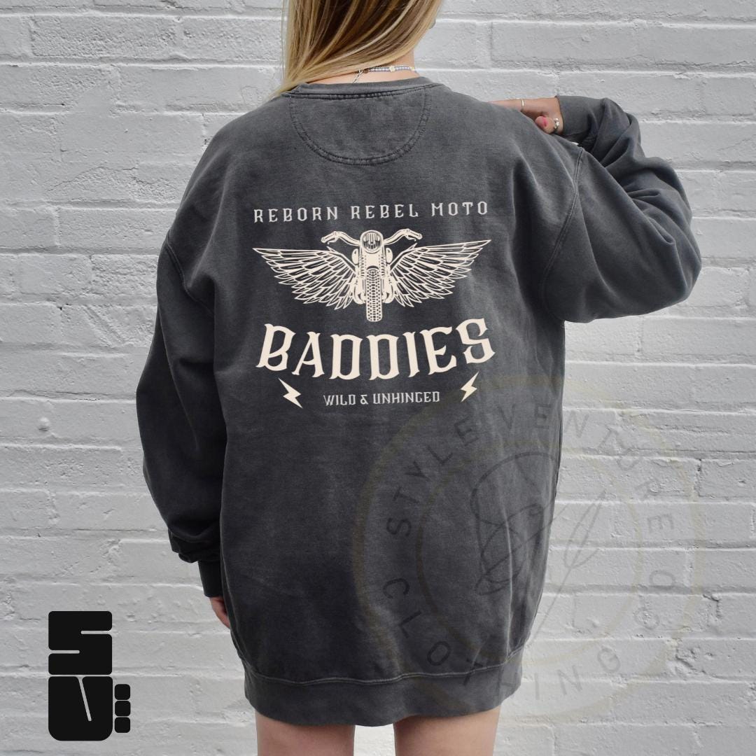 Reborn Rebel Moto Baddies Sweatshirt, Motorcycle Sweatshirt, Comfort ...