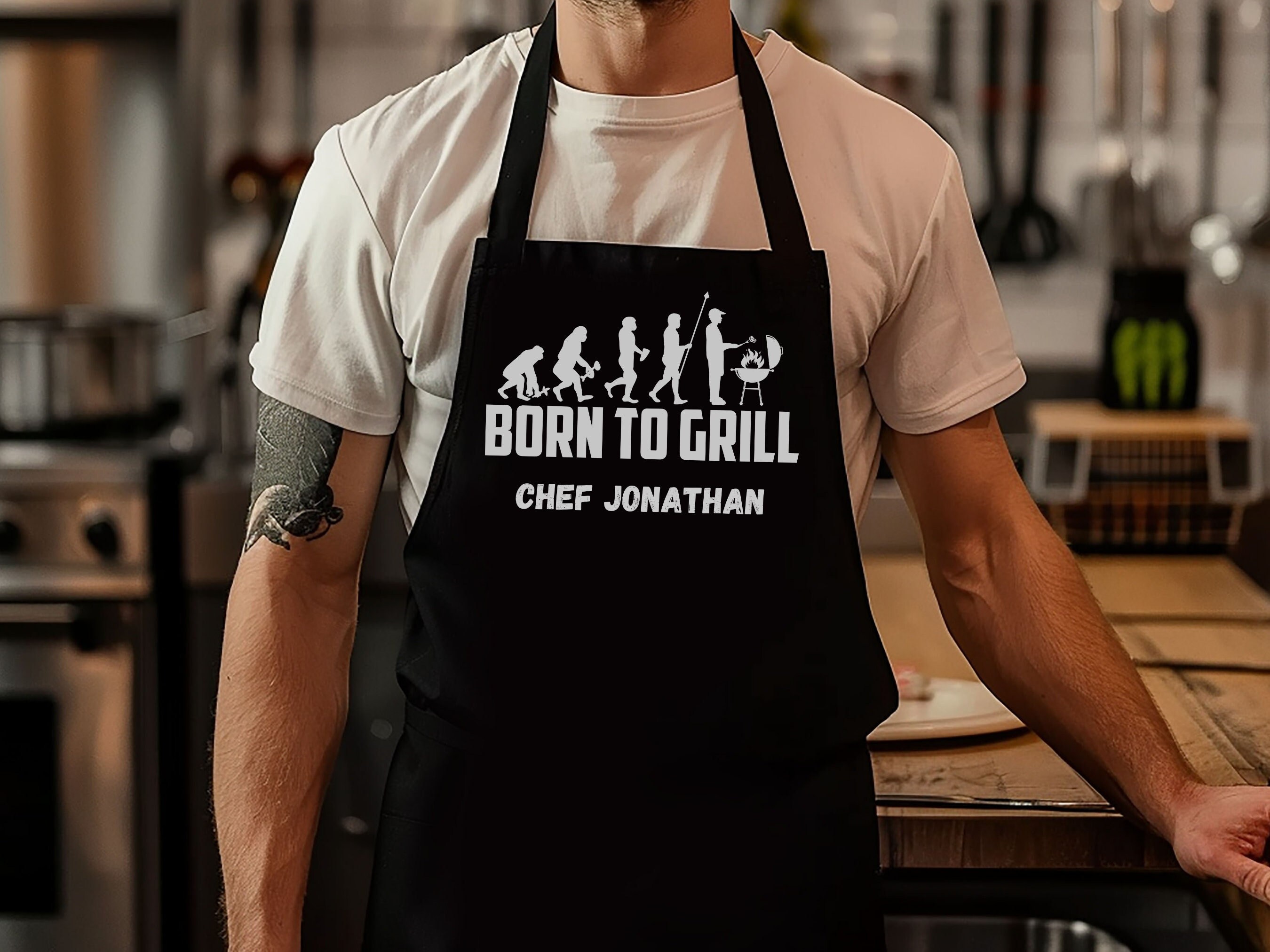 Custom Apron for Dad Funny Personalized Chef Apron, Born to Grill Apron ...