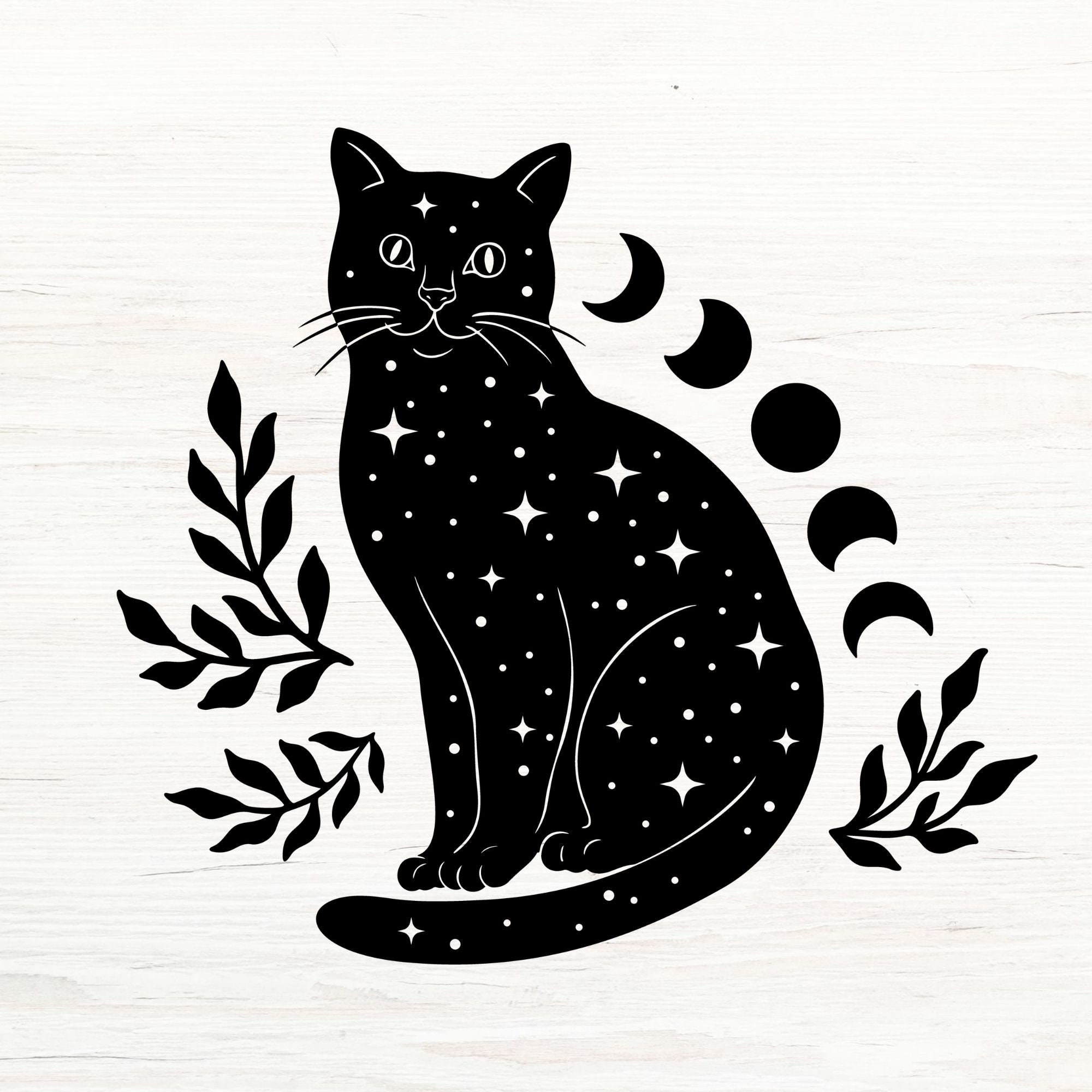 Celestial Cat SVG, Celestial SVG, Moon Phase SVG, Cat Svg, Witchy Svg, Black Cat Svg, Magical ...