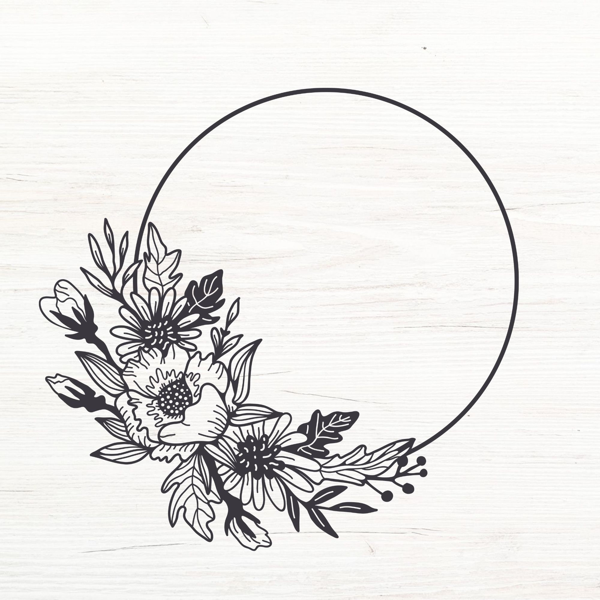 Wreath SVG, Floral Wreath SVG, Circle Frame SVG, Half Wreath Svg ...