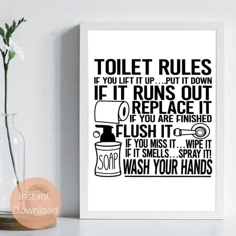Bathroom SVG Restroom Sign Bathroom Sign SVG Bathroom Rules - Etsy