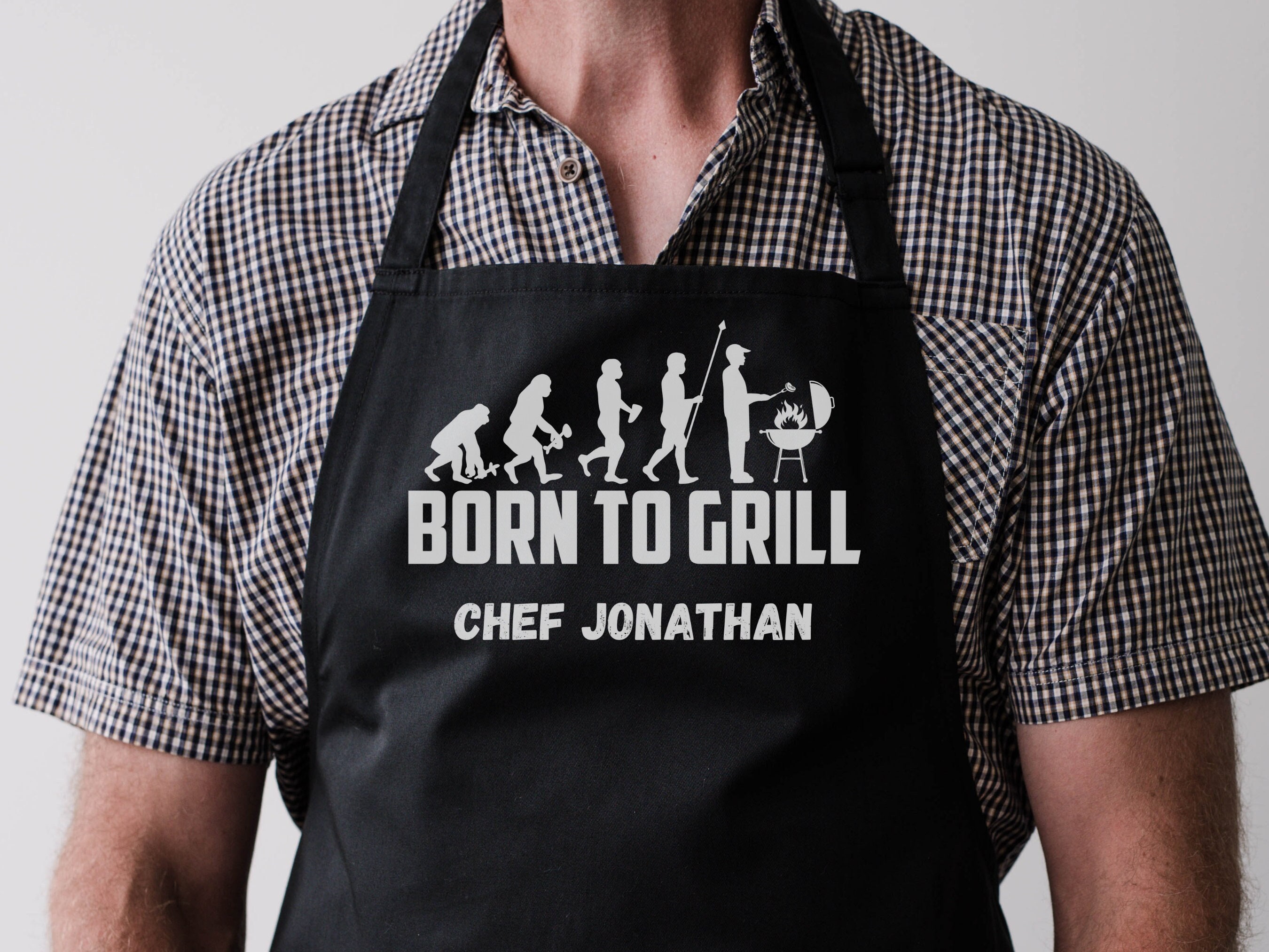 Custom Apron for Dad Funny Personalized Chef Apron, Born to Grill Apron ...