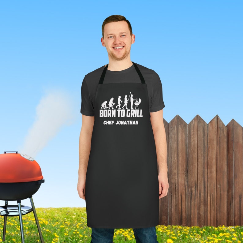 Custom Apron for Dad Funny Personalized Chef Apron, Born to Grill Apron ...