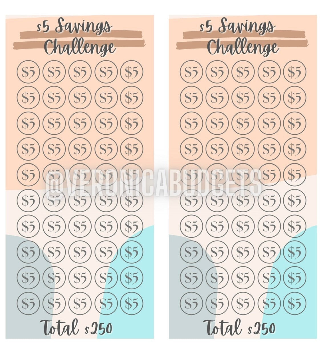 5 Dollar Savings Challenge Tracker PDF Digital Download - Etsy