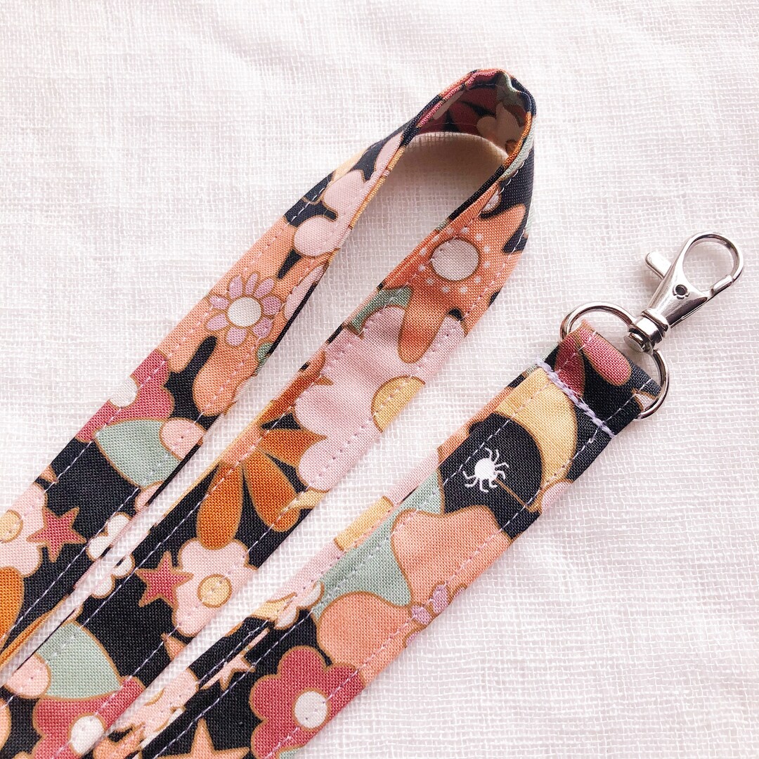 Chunky Flower Lanyard, Spider Lanyard, Cute Lanyard for Keys, Fabric ...