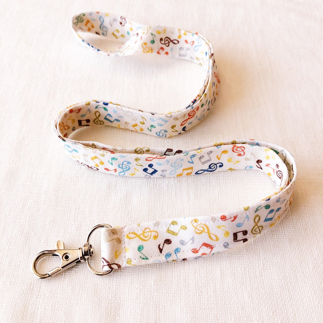 Colorful Musical Notes Fabric Lanyard, Cute School ID Badge Holder for ...