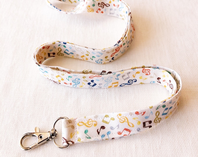 Colorful Musical Notes Fabric Lanyard, Cute School ID Badge Holder for ...