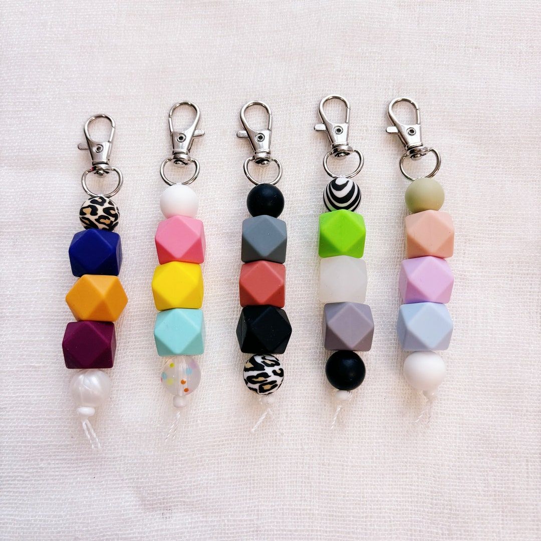 Silicone Bead Keychain, Bead Keychain With Clip, Soft Bead Keychain ...