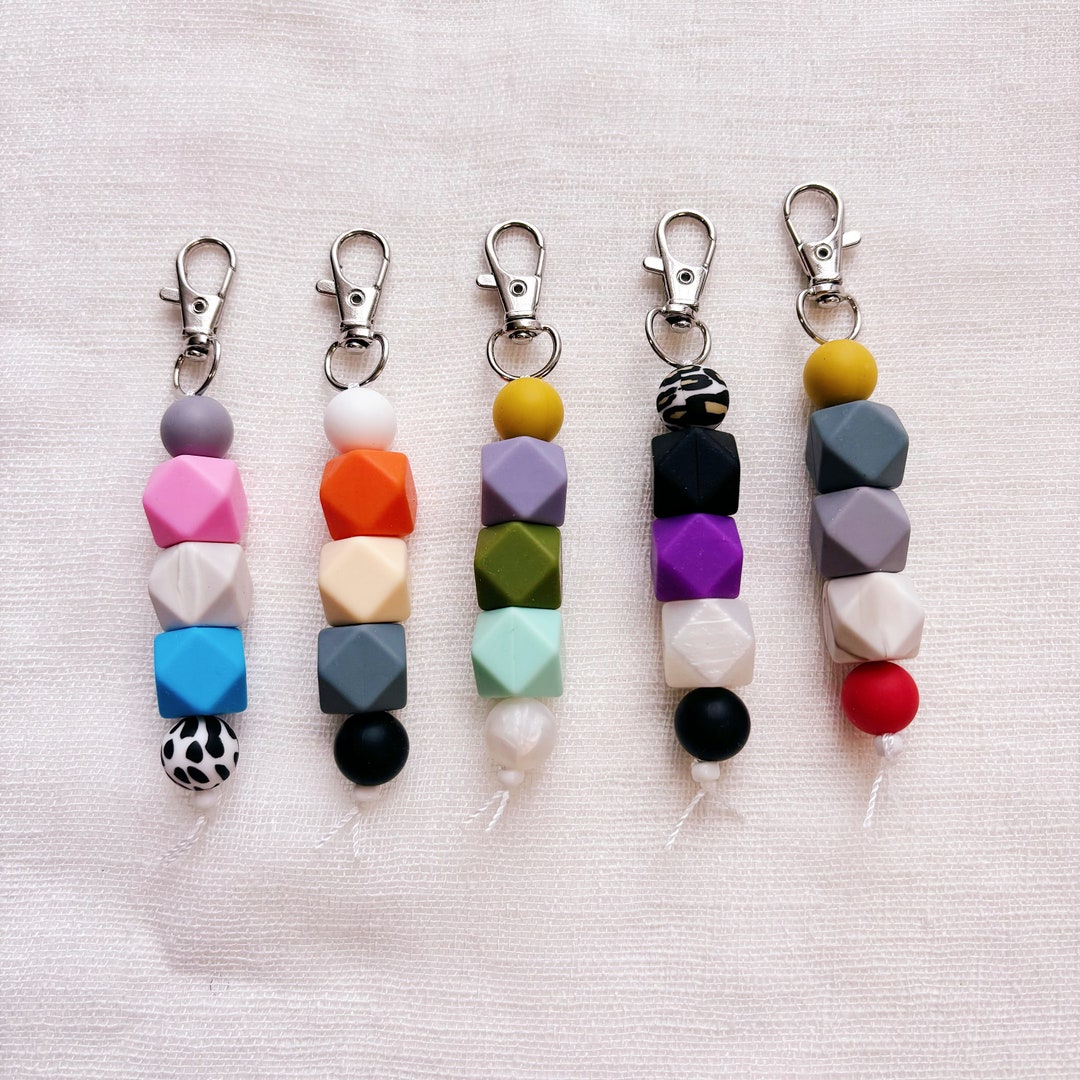 Silicone Bead Keychain, Bead Keychain With Clip, Soft Bead Keychain ...