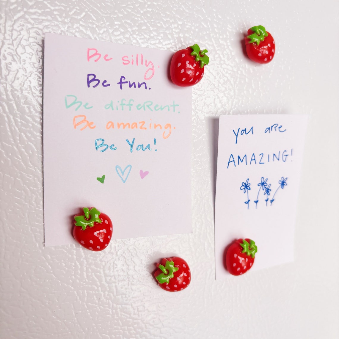 Strawberry Magnet Set, Cute Magnets, Fruit Lover Gift, Strawberry ...