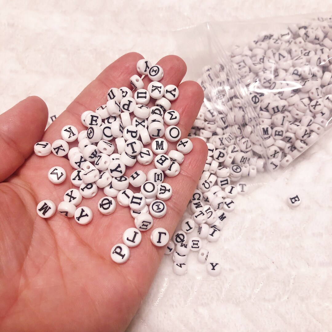 Greek Letter Beads, Greek Alphabet, Bead Mix, Letter Beads, Acrylic,7mm ...